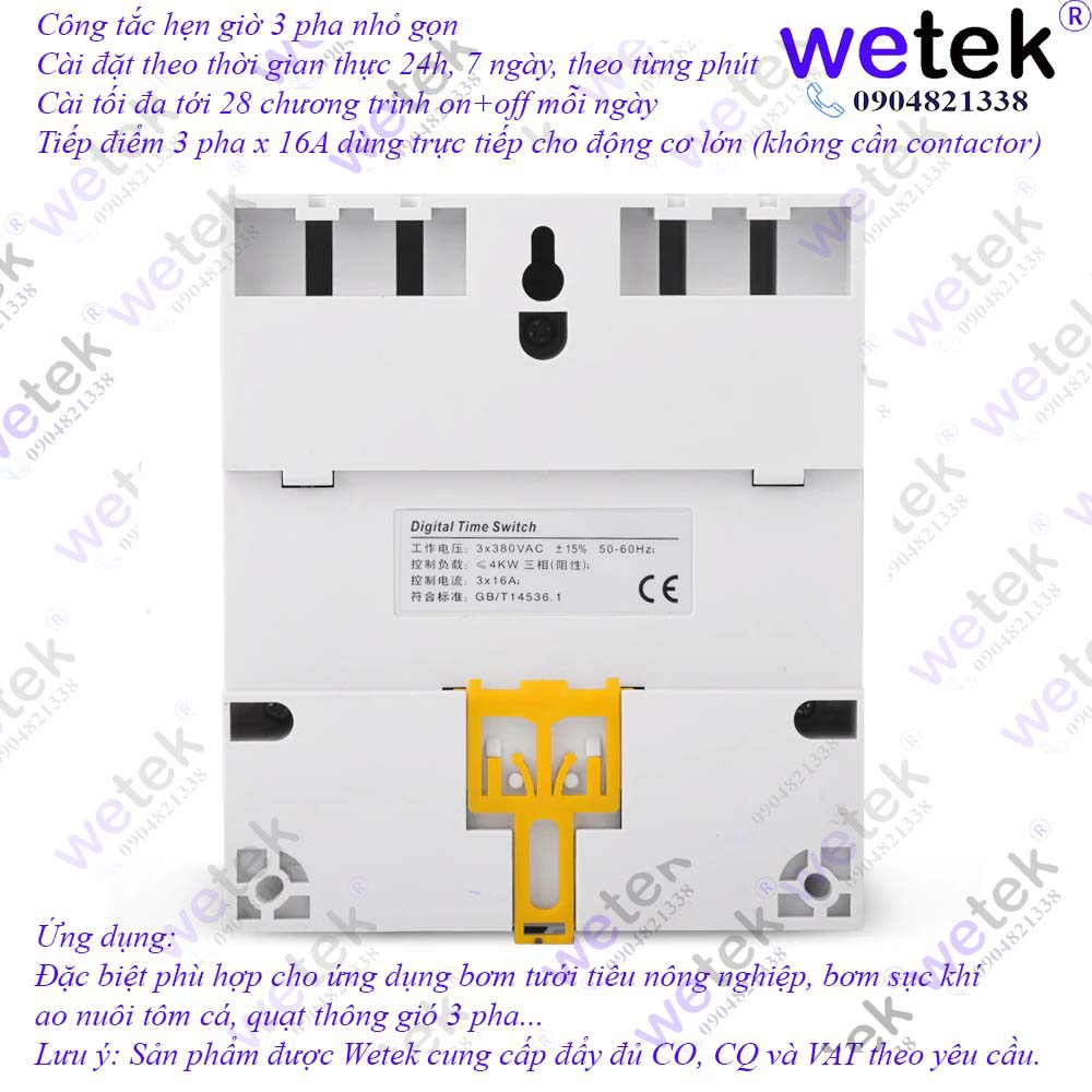 [Timer mã 24] Công tắc timer 24h Sinotimer TM613 3 pha Nguồn:380V Tải ...